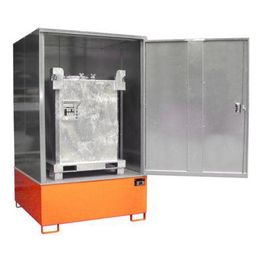 Gefahrstoffschrank Bauer GS-4, Stahlblech, unterfahrbar, f&uuml;r 1 x 1000 l IBC, B 1475 x T 1460 x H 2410 mm, orange