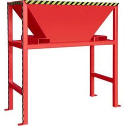Bauer BTS Bef&uuml;lltrichter, Stahlblech, Standkonstruktion, Einfahrtaschen, lackiert, L 980 x B 1980 x H 2050 mm, feuerrot RAL 3000
