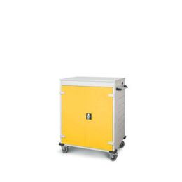 Laptopwagen mit Ladefunktion, 2-Punkt-Verriegelung, Feststellbremse, 16 F&auml;cher, B 920 x T 500 x H 1060, gelb