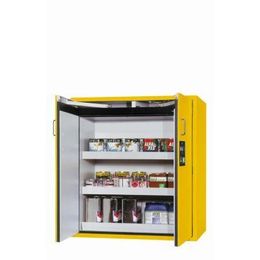 Sicherheitsschrank Typ 90 ASECOS S-CLASSIC-90, Fl&uuml;gelt&uuml;ren mit T&uuml;rfeststellanlage, Front Sicherheitsgelb, B 1196 x T 616 x H 1298 mm