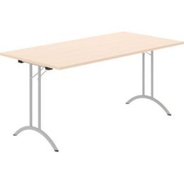 Sch&auml;fer Shop Sch&auml;fer Shop Select Klapptisch, Rechteck, Doppel-T-Fu&szlig;gestell, Spezial-Klappbeschlag & Bodenausgleich, B 1600 x T 800 x H 720 mm, Ahorn-Dekor/alusilber