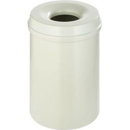 Abfallsammler, f&uuml;r den Innenbereich, Volumen 30 l, selbstl&ouml;schender Deckel, &Oslash; 335 x H 470 mm, Stahl pulverbeschichtet, wei&szlig;/wei&szlig;