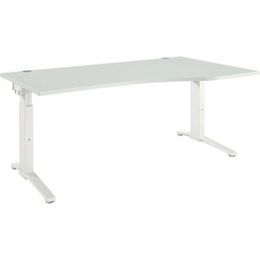 Sch&auml;fer Shop Sch&auml;fer Shop Genius Schreibtisch ERGOSTYLE S, manuell h&ouml;henverstellbar, Rechteck, C-Fu&szlig;, Ansatz rechts, B 1800 x T 800/1000 x H 675-895 mm, lichtgrau/wei&szlig;