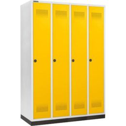 Sch&auml;fer Shop Sch&auml;fer Shop Genius Kleiderspind mit Sockel, 4 Abteile, 300 mm Abteilbreite, Drehriegelverschluss, rapsgelb