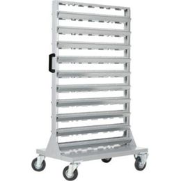 Mobiles Kleinteilemagazin, 2-seitig best&uuml;ckbar, ohne Sichtlagerk&auml;sten, B 825 x T 550 x H 1450 mm, Stahl, anthrazitgrau RAL 7016