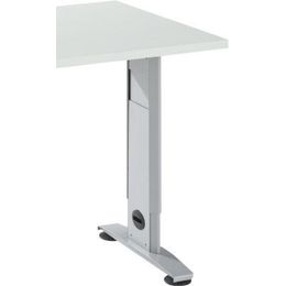 Sch&auml;fer Shop Sch&auml;fer Shop Select Ansatztisch LOGIN, C-Fu&szlig;, B 1000 x T 600 x H 660-820 mm, lichtgrau/wei&szlig;alu