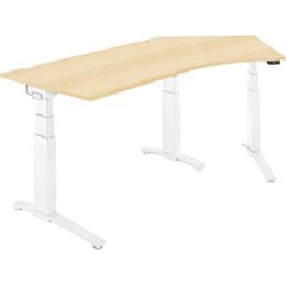 Sch&auml;fer Shop Sch&auml;fer Shop Genius Schreibtisch ERGOSTYLE S, 135&deg;, elektrisch h&ouml;henverstellbar, Ansatz rechts, zweistufig, C-Fu&szlig;, B 2165 x T 800 x H 645-1305 mm, inkl. Memory Master, Ahorn/wei&szlig;