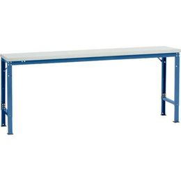 Manuflex Grundtisch UNIVERSAL Spezial, 2000 x 800 mm, Melamin lichtgrau, brillantblau