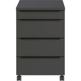 Rollcontainer Porto, 4 Schubladen inkl. Utensilienfach, B 420 x T 600 x H 630 mm, graphit