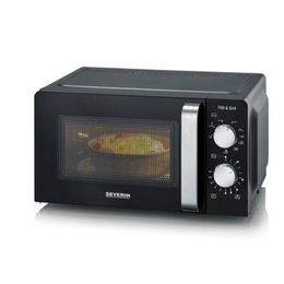 Severin 2‑in‑1 Mikrowelle mit Grillfunktion, 17 l, 700/900 W, 30‑Minuten‑Timer, Drehteller & Grillrost, B 440 x H 240 x T 320 mm, Schwarz