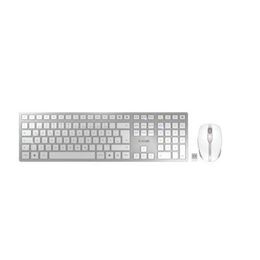 Funktastatur mit Maus Cherry DW 9100 SLIM, QWERTZ, USB/Bluetooth, wiederaufladbar, Maus mit 6 Tasten, bis 2400 dpi, bis 10 m, silber-wei&szlig;