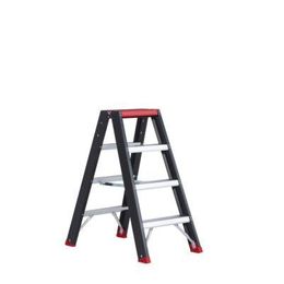 Doppelstufenstehleiter Professional Topline, Aluminium, 8 Stufen, schwarz
