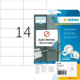 Herma Etiketten Nr. 5081, 105 x 42,3 mm, abl&ouml;sbar, selbstklebend, Papier, wei&szlig;, 350 St&uuml;ck