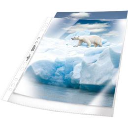 Durable Prospekth&uuml;llen Premium, DIN A4, oben offen, 100 St&uuml;ck, genarbt, transparent