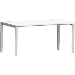 Sch&auml;fer Shop Sch&auml;fer Shop Genius Schreibtisch Modena Flex, Rechteck, 4-Fu&szlig; Rechteckrohr, B 1600 x T 800 x H 650-850 mm, wei&szlig;/wei&szlig;aluminium