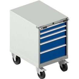 Sch&auml;fer Shop Sch&auml;fer Shop Select Schubladenschrank mit Rollen WSK 27-36, 5 Sch&uuml;be, bis 200 kg, B 564 x T 725 x H 920 mm, lichtgrau/enzianblau
