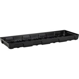 Auffangwanne f&uuml;r Kleingebinde CEMO 13/5, Volumen 36 l, f&uuml;r Regalfachma&szlig; 1300 x 500 mm, ohne Gitterrost, mit Zulassung, stapelbar, Polyethylen, schwarz
