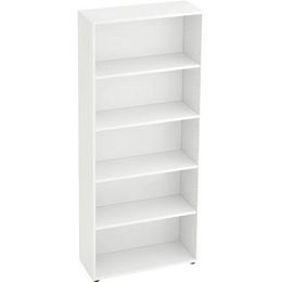 Regal f&uuml;r Anbauwand TARA, 5 Ordnerh&ouml;hen, stapelbar, B 800 x T 330 x H 1880 mm, wei&szlig;