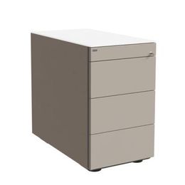 Standcontainer SOLUS PLAY, 1 Utensilienauszug, 3 Sch&uuml;be, Tiefe 800 mm, grifflos, Stone grey