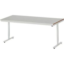 Rau Arbeitstisch Adlatus, elektrisch h&ouml;henverstellbar, 25 mm MDF-Platte, Edelstahlbelag, bis 150 kg, B 2000 x T 800 x H 720-1120 mm, silber/lichtgRau