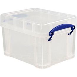 Transportbox Really Useful Box, Volumen 3 l, L 240 x B 180 x H 160 mm, stapelbar, mit Deckel & Klappgriffen, PP, transparent
