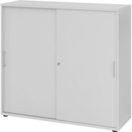 Schiebet&uuml;rschrank Breno, abschlie&szlig;bar, Spanplatte, melaminharzbeschichtet, B 1200 x T 400 x H 1100 mm, 3 Ordnerh&ouml;hen, lichtgrau/lichtgrau