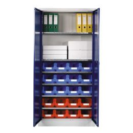Sch&auml;fer Shop Materialschrank mit 20 Sichtlagerk&auml;sten LF 321, H 1935 mm, lichtgrau/lichtgrau