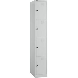 Sch&auml;fer Shop Sch&auml;fer Shop Select Garderobenspind, 1 x 4 Abteile, 4-t&uuml;rig, 3 Einlegeb&ouml;den, B 300 x T 457 x H 1800 mm, Qualit&auml;tsfeinblech, abschlie&szlig;bar