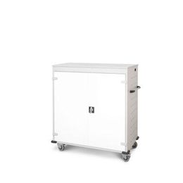 Laptopwagen mit Ladefunktion, 2-Punkt-Verriegelung, Feststellbremse, 30 F&auml;cher, B 1310 x T 500 x H 1250, wei&szlig;