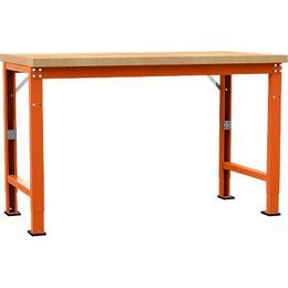 Manuflex Werkbank Profi Spezial, Tischplatte Multiplex, 1500 x 700 mm, rotorange