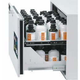 2. Auszugsebene f&uuml;r ASECOS Sicherheitsschr&auml;nke der UB90 Serie, Stahlblech, lichtgrau, B 432 x T 370 x H 45 mm, 2,5 l, bis 25 kg