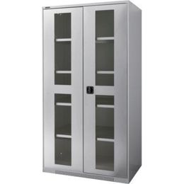 Sch&auml;fer Shop Sch&auml;fer Shop Genius Fl&uuml;gelt&uuml;renschrank FS, Stahl, Sichtfenster, L&uuml;ftungsl&ouml;cher, B 1055 x T 620 x H 1950 mm, 5 OH, Wei&szlig;alu/Wei&szlig;alu, bis 500 kg
