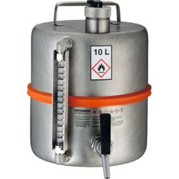 Sicherheits-Standgef&auml;&szlig;e, aus Edelstahl, Zapfhahn und F&uuml;llstandanzeige, 10 l, &oslash; 260 x H 350 mm