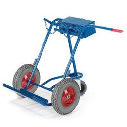 ROLLCART Stahlflaschenkarre, mit St&uuml;tzrad, Vollgummi-Reifen