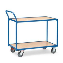 Fetra leichter Tischwagen, Stahl, blau, 2 Etagen, L 1000 x B 700 mm, bis 300 kg