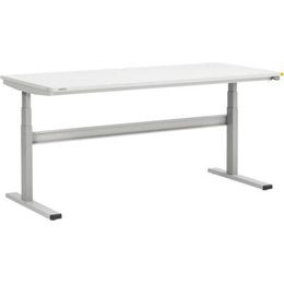 treston TED Arbeitstisch M1500 ESD, B 1800 x T 800 mm, elektrisch h&ouml;henverstellbar, T-Fu&szlig;, hellgrau RAL 7035