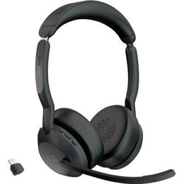 Headset Jabra Evolve2 55 link380c Stereo, Reichweite bis 30 m, bis 10 h, UC-optimiert, schwarz