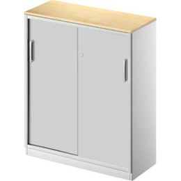 Sch&auml;fer Shop Sch&auml;fer Shop Genius Schiebet&uuml;renschrank TETRIS SOLID, 3 OH, 2 Fachb&ouml;den, B 1000 mm, 19 mm Abdeckplatte, Ahorn-Dekor/wei&szlig;alu