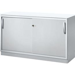 Sch&auml;fer Shop Sch&auml;fer Shop Genius Schiebet&uuml;renschrank TETRIS SOLID, 2 OH, B 1200 x H 818 mm, Mitteltrennwand, 19 mm Abdeckplatte, wei&szlig;/wei&szlig;alu