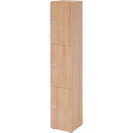 Schlie&szlig;fachschrank Topas Line, 6 Ordnerh&ouml;hen, 3 F&auml;cher, Zahlenschloss, B 400 x T 420 x H 2156 mm, Nussbaum/Nussbaum