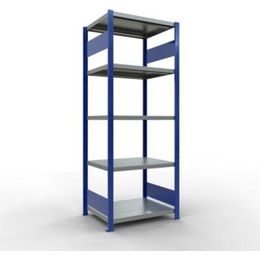 SCHULTE LAGERTECHNIK Fachbodenregal-Stecksystem MULTIplus 250, Grundregal, L&auml;ngenriegel, 2000x750x600 mm, 5 B&ouml;den, enzianblau/verzinkt