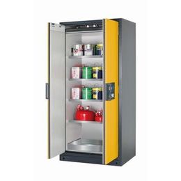 Sicherheitsschrank Typ 90 ASECOS Q-CLASSIC-90, Fl&uuml;gelt&uuml;ren, Front Sicherheitsgelb, B 893 x T 615 x H 1953 mm