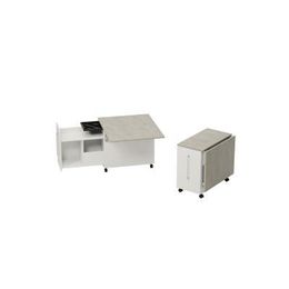 Homeoffice Rollcontainer Multicontainer, mit Auszug, abklappbare Seitenplatte rechts, B 480-1080 x T 800 x H 740 mm, Ceramic grey/wei&szlig;