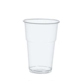 PLA Becher Papstar Pure, Volumen 0,4 l, nur f&uuml;r Kaltgetr&auml;nke, mit F&uuml;llstrich & Schaumrand, &Oslash; 95 x H 132 mm, glasklar, 70 St&uuml;ck