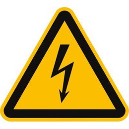 moedel Warnzeichen "Warnung vor elektrischer Spannung" nach ISO 7010, Folie selbstklebend, 100 mm Seitenl&auml;nge, 1 St&uuml;ck