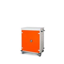 Laptopwagen mit Ladefunktion, 2-Punkt-Verriegelung, Feststellbremse, 16 F&auml;cher, B 920 x T 500 x H 1060, orange