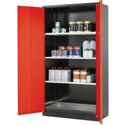 Chemikalienschrank ASECOS CS-CLASSIC, Fl&uuml;gelt&uuml;ren, Front Verkehrsrot, B 1055 x T 520 x H 1950 mm