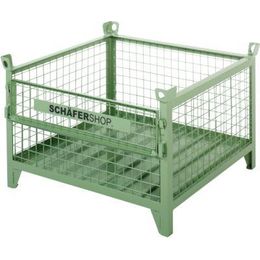 Sch&auml;fer Shop Gitterbeh&auml;lter Sch&auml;fer Shop Select, mit halbklappbarer Wand, B 1000 x T 800 x H 605 mm, resedagr&uuml;n RAL 6011, Traglast bis 1000 kg