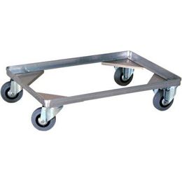 Gmoehling Fahrgestell f&uuml;r Transportk&auml;sten Typ 4, bis 200 kg, Lenk- und Bockrollen, Vollgummi-R&auml;der, L 724 x B 459 x H 150 mm, Stahl verzinkt