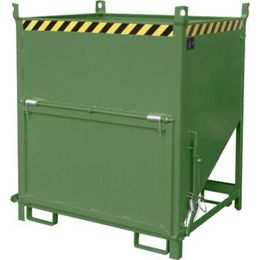 Bauer Silobeh&auml;lter SGK 100, Zugseil-Entleerung, L 1000 x B 1200 x H 1405 mm, 1 m&sup3;, bis 1500 kg, Stahl, Resedagr&uuml;n